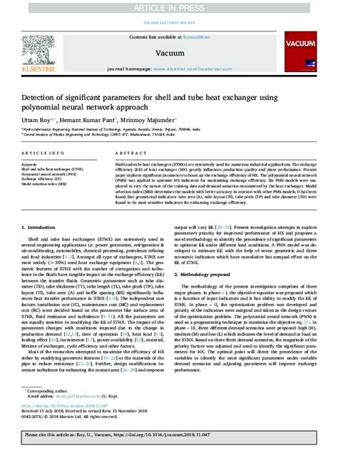 pdf detection of significant parameters for shell and tube heat