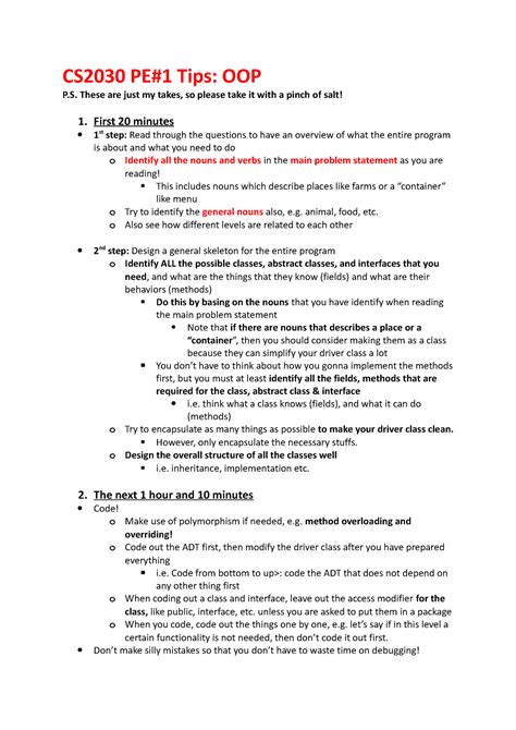 Cs2030 Pe Tips These Are Just My Takes So Please Take It With A