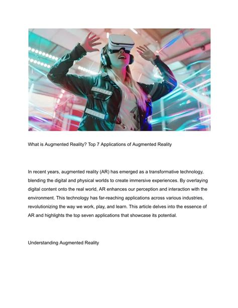 Ppt What Is Augmented Reality Top 7 Applications Of Augmented