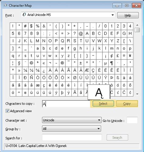 Symbol Codes Character Map Utility