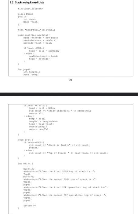 Solved 82 Stacks Using Linked Lists 29tasks Modify The