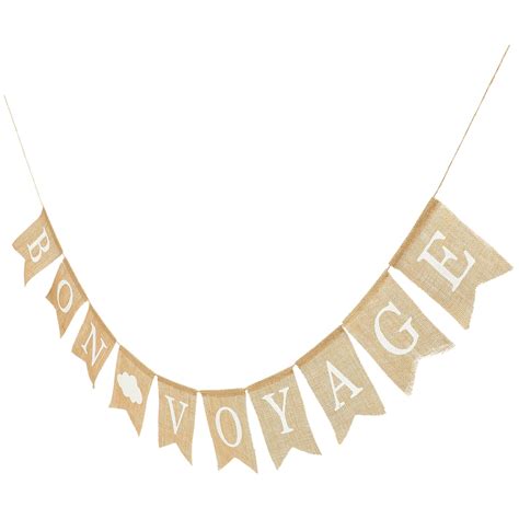 Burlap Banner Bon Voyage Bunting Nautical Going Party Hanging Banner