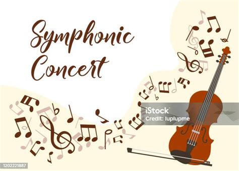 클래식 음악 바이올린 콘서트 벡터 일러스트 포스터입니다 바이올린 라이브 콘서트와 교향악단 뮤지컬 노트 타이포그래피 바이올린 악기가 있는 거장 퍼포먼스 프로모션 포스터