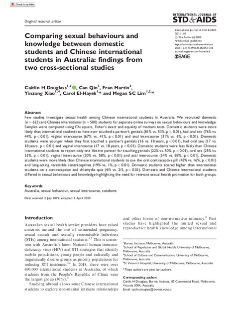 Pdf Comparing Sexual Behaviours And Knowledge Between Domestic