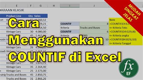 cara menggunakan countif di excel youtube