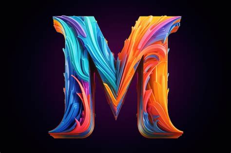 A Letra M é Pintada Em Cores Coloridas Vetor Premium