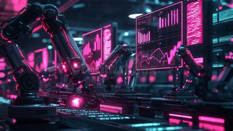 Smart Robotic Arms Functioning In A Cutting Edge Automation Facility Stock Image Image Of