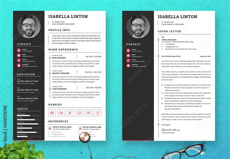 Vector Minimalist Creative Resume Cv Layout Stock Template Adobe Stock