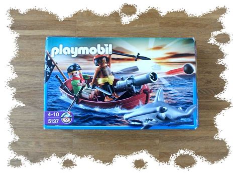 Playmobil★5137★piraten Ruderboot Mit Hammerhai★hai★boot★komplett In