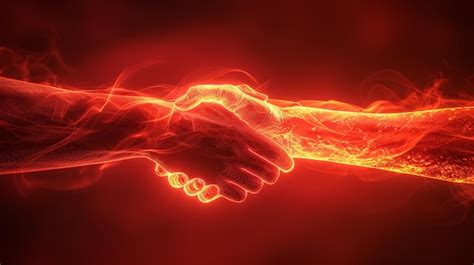 Fiery Handshake A Symbol Of Passion And Commitment Premium Ai Generated Image