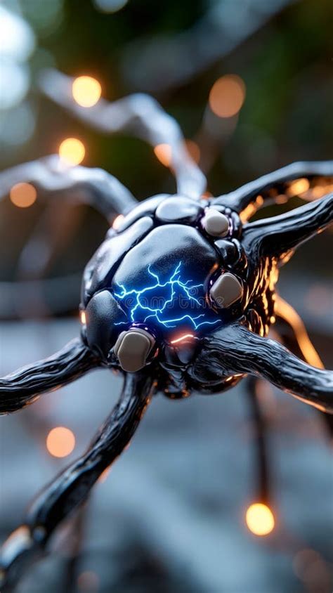 A Close Up Of A Spider With A Blue Light On It S Back Stock Image Image Of Sparks Spider