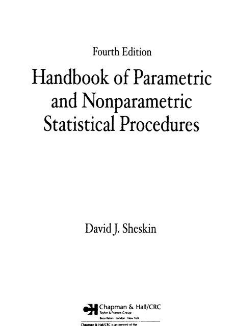Handbook Of Parametric And Nonparametric Statistical Procedures
