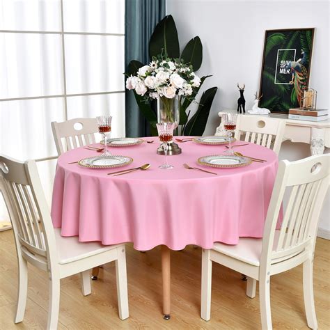 Kaipho Pink Round Tablecloth Waterproof Stain Resistant Wrinkle Free