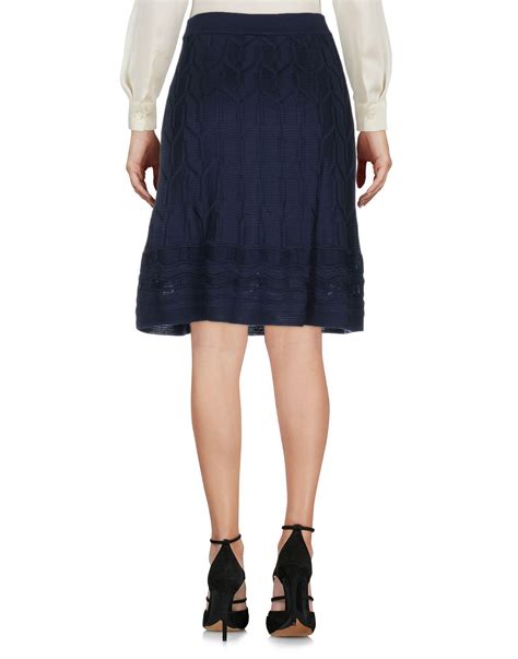 M Missoni Wool Knee Length Skirt In Dark Blue Blue Lyst
