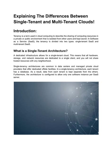 Explaining The Differences Between Single Tenant And Multi Tenant Clouds PDF