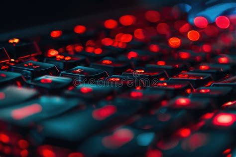 computer keyboard with red backlight close up stock image image of