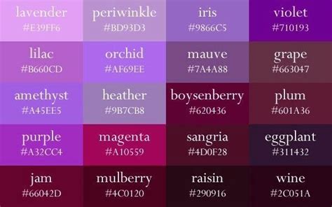 140 Shades Of Purple Color With Names Hex Rgb Cmyk Codes Artofit