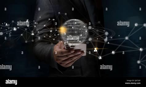 Business Global Internet Connection Businessman Using Phone On Application Technology