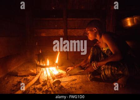 A Young Baka Pygmy Girl In A Remote Village In The Rainforest Bordering