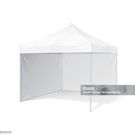 프로 모션 광고 야외 이벤트 무역 쇼 팝업 텐트 모바일 광고 선택 윤곽 모의 템플릿 흰색 배경에 고립 된 그림 디자인을 위한 준비 제품 포장 텐트에 대한 스톡 벡터 아트 및
