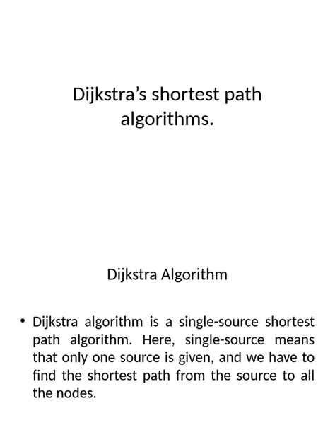 Dijkstras Shortest Path Algorithms Pdf