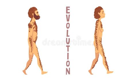 Male And Female Sapiens As Biology And Human Evolution Stage Vector Set