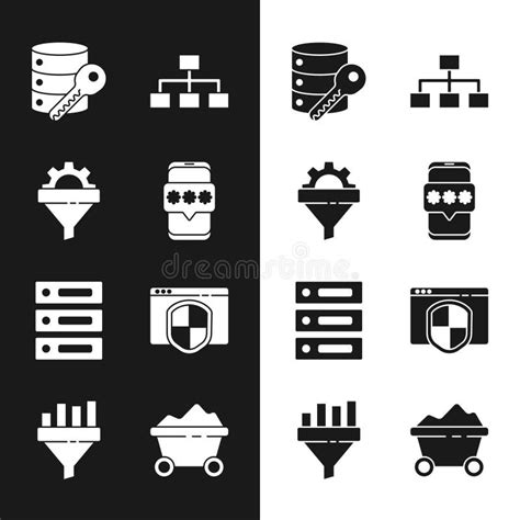 Set Mobile And Password Sales Funnel With Gear Server Security Key Hierarchy Organogram Chart