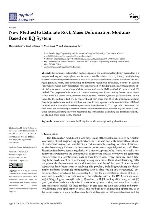 Pdf New Method To Estimate Rock Mass Deformation Modulus Based On Bq System