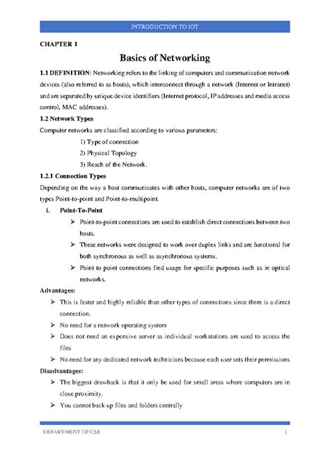 Module 1 Iot Notes From Vtu Chapter 1 Basics Of Networking 1 Definition Networking Refers