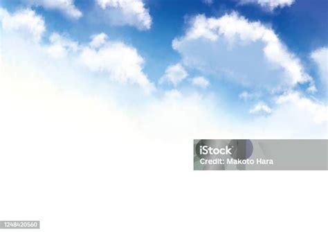 아름다운 하늘에 떠있는 푹신한 구름의 수채화 그림의 프레임 하늘에 대한 스톡 벡터 아트 및 기타 이미지 하늘 수채화 구름 Istock