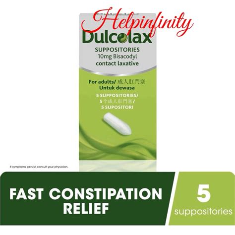 Dulcolax Bisacosyl 10mg Suppositories 5s Fast Constipation Relief Shopee Malaysia