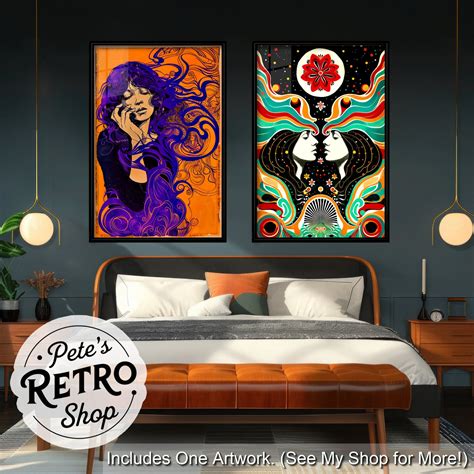 Vintage Trippy Woman Psychedelic Poster Wall Art Retro Long Hair Lady