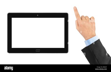 Hand And Touchpad Pc Stock Photo Alamy