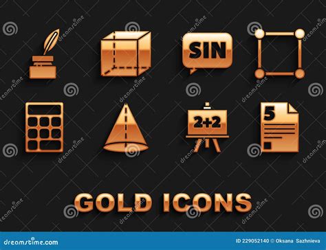 Set Geometric Figure Cone Square Test Or Exam Sheet Chalkboard Calculator Mathematics