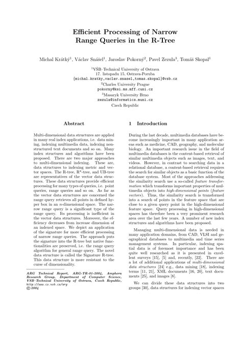 Pdf Efficient Processing Of Narrow Range Queries In The R Tree