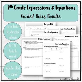Guided Notes For 7th Grade Expressions Equations Unit By Emillion Thoughts