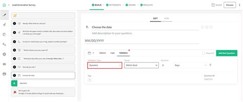 Dynamic Date Range Validation Customer Experience All Surveys