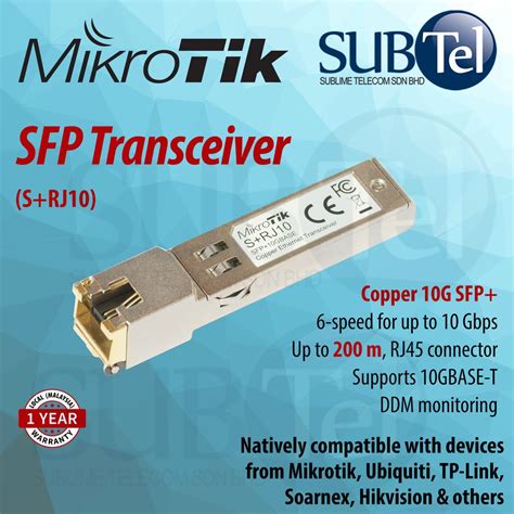 Mikrotik S Rj10 10g Sfp Transceiver Copper 10gbase T Rj45 Malaysia Sfp Shopee Malaysia