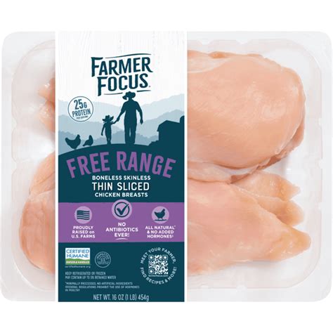 Farmer Focus Free Range Boneless Skinless Thin Sliced Chicken Breasts