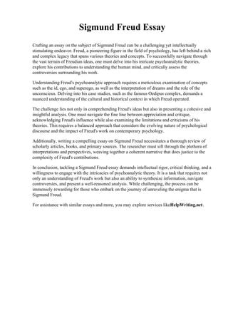 Sigmund Freud Essay Pdf