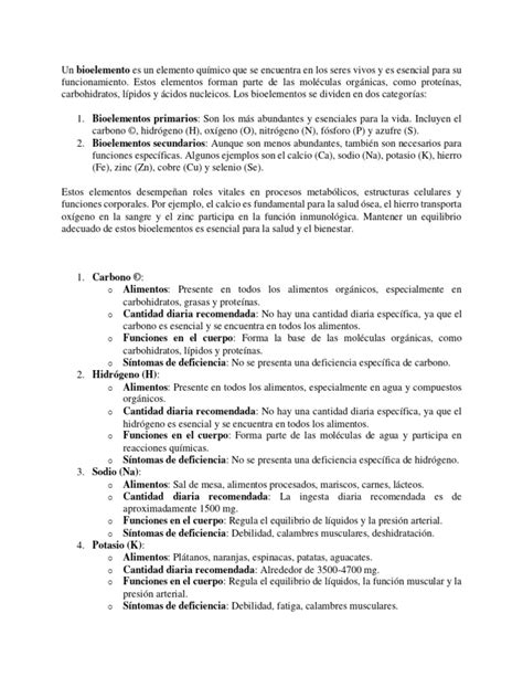 Bioelementos Descargar Gratis Pdf Alimentos Compuestos Orgánicos
