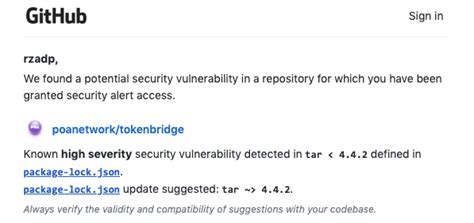 Known High Severity Security Vulnerability Issue Omni Tokenbridge GitHub