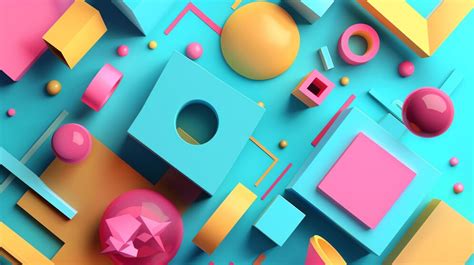 Premium Photo 3d Rendering Of Colorful Geometric Shapes Abstract Background With Floating