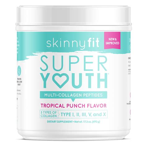 SkinnyFit Super Youth Tropical Punch Collagen Powder Drink, Dietary ...