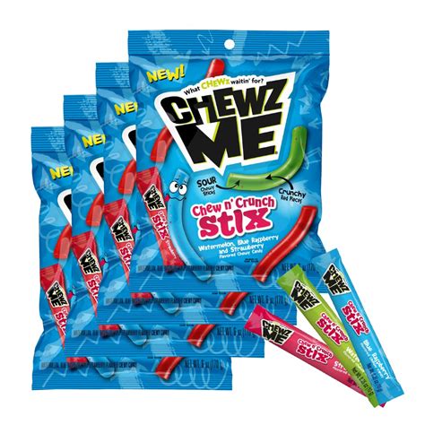 Chewzme Chew N Crunch Stix Tangy Chewy Candy Sticks