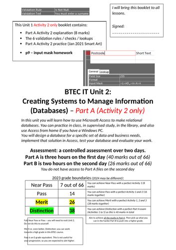 Btec It Unit 2 Databases Validation Rules Format Checks And Lookups