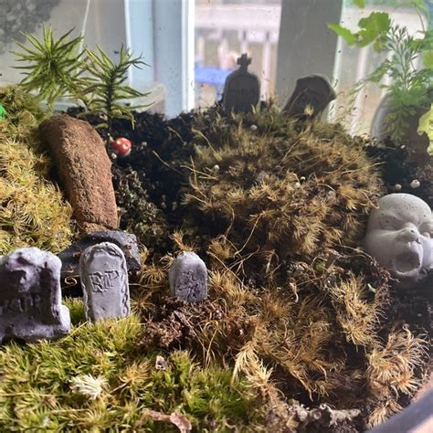 Tiny Mini Cemetery Headstone Tombstone Concrete Potted Plant Terrarium