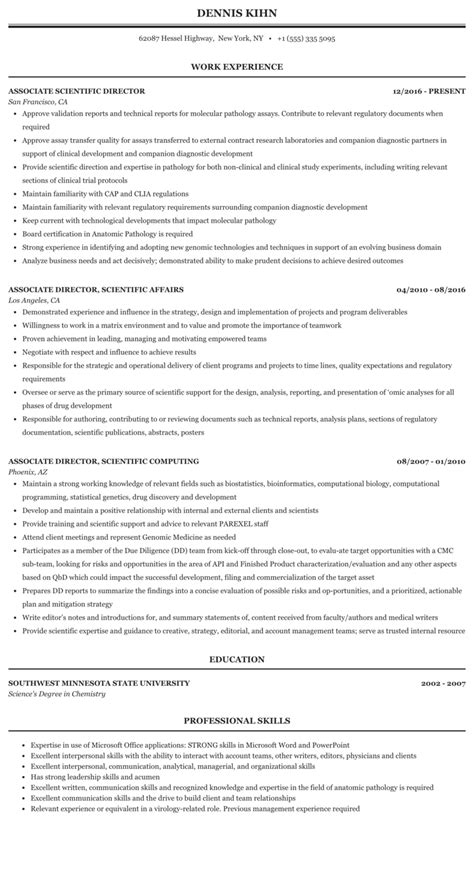 Associate Director Resume