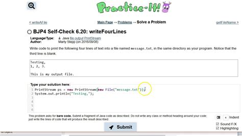 Building Java Programs Self Check 620 Writefourlines Youtube
