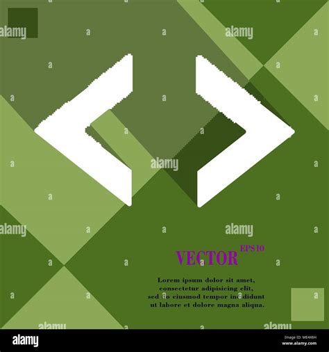 Code Icon Symbol On Green Abstract Geometric Background With Long